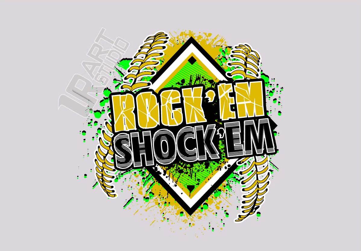 ROCK'EM SHOCK'EM SOFTBALL VECTOR LOGO DESIGN FOR T-SHIRT | UrArtStudio