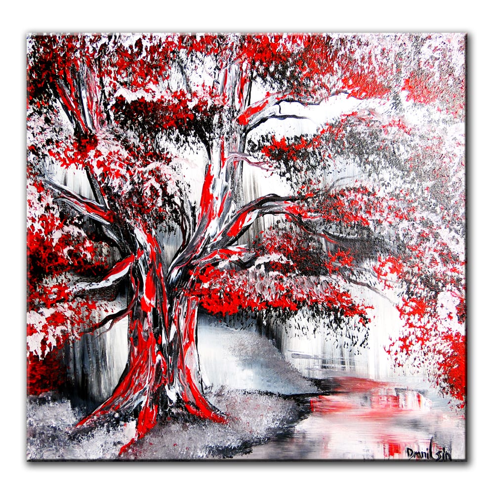 RED TREE, original painting by Dranitsin | UrArtStudio