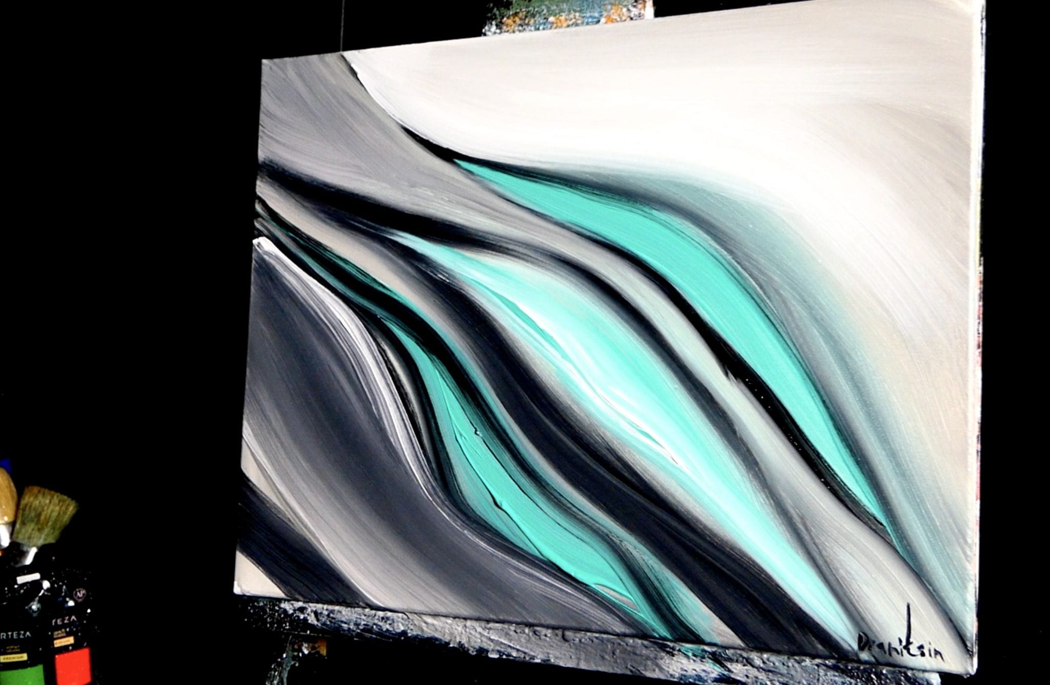 SLOW MOTION RELAXING PAINTING TECHNIQUES | GREEN ABSTRACT PAINTING ...