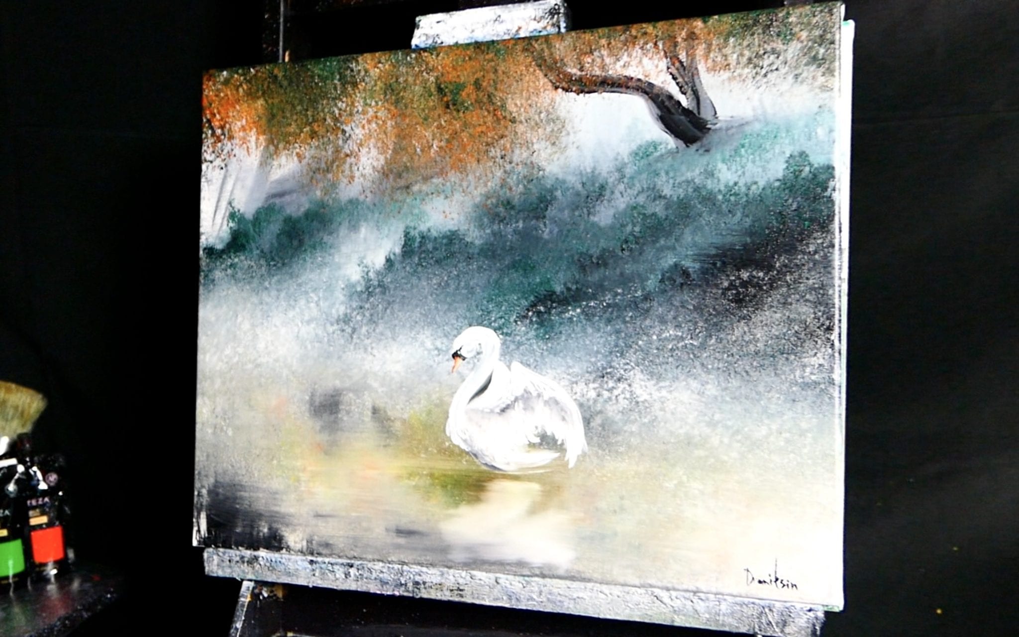 WHITE-SWAN-ACRYLIC-PAINTING-TECHNIQUES-DRANITSIN1 | UrArtStudio
