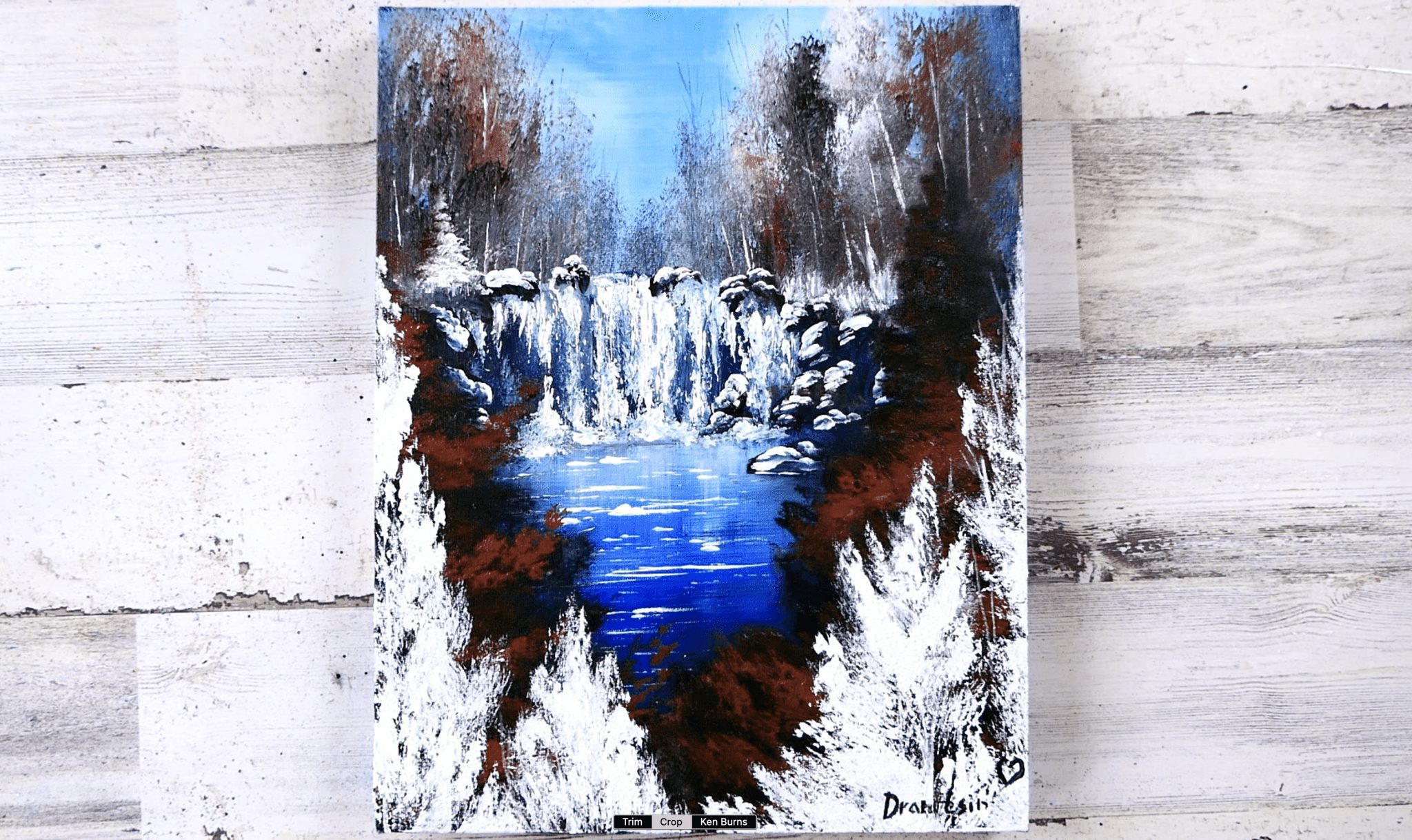 how-to-paint-frozen-waterfall-winter-landscape-acrylics-oval-brush ...