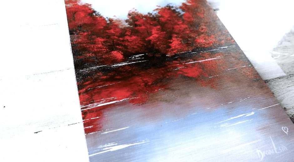 Red Autumn Landscape - UrArtStudio