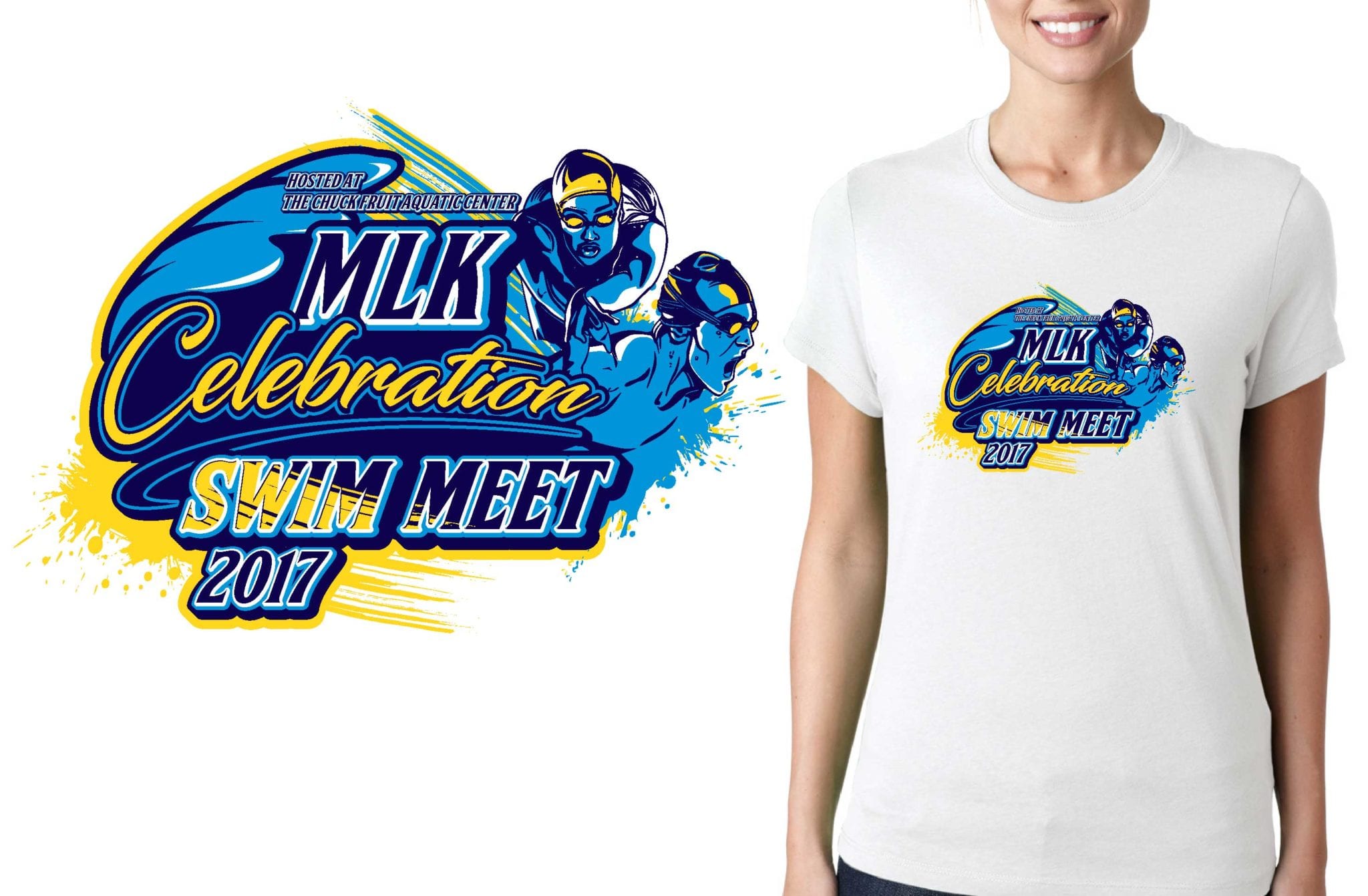 MLK Celebration Swim Meet swim logo design - UrArtStudio
