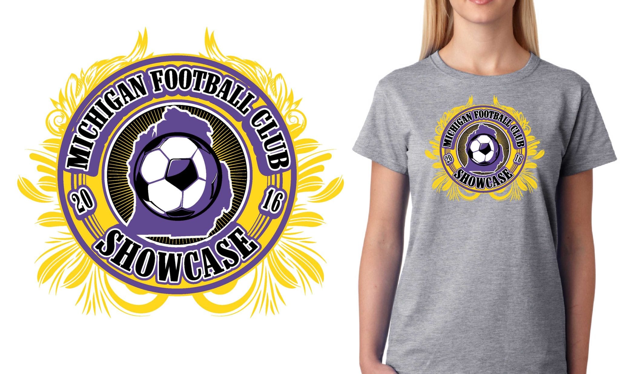 Michigan Football Club Girls Showcase logo design - UrArtStudio