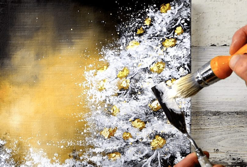 Yellow Roses in the White Snow - UrArtStudio