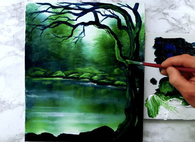 GREEN LANDSCAPE ROCKS - UrArtStudio