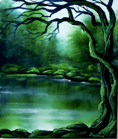 GREEN LANDSCAPE ROCKS - UrArtStudio