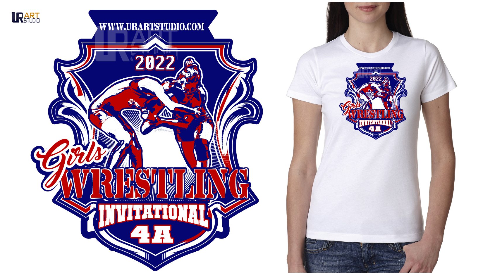 GIRLS WRESTLING INVITATIONAL 2022 LOGO DESIGN FOR PRINT - UrArtStudio