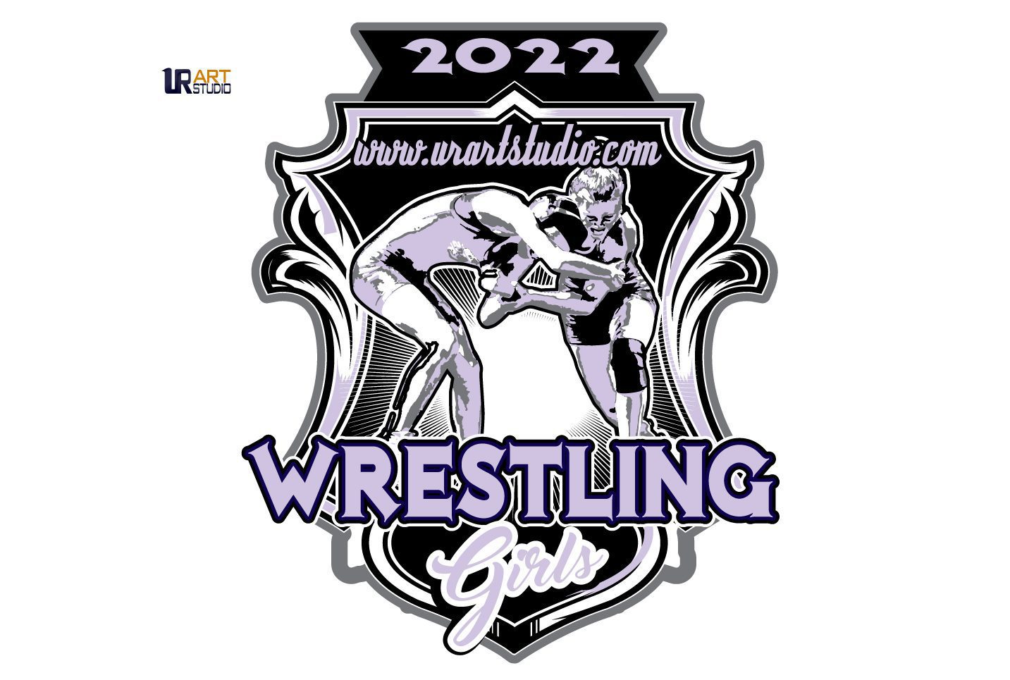 WRESTLING GIRLS VECTOR LOGO DESIGN FOR PRINT 2022 - UrArtStudio
