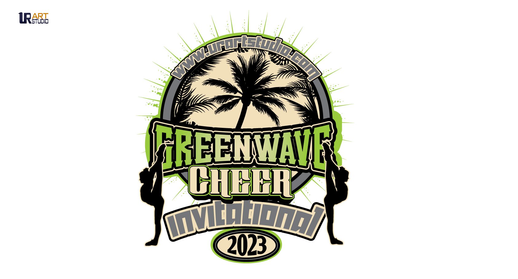 GREENWAVE CHEER INVITATIONAL VECTOR LOGO DESIGN FOR PRINT 2023 - UrArtStudio