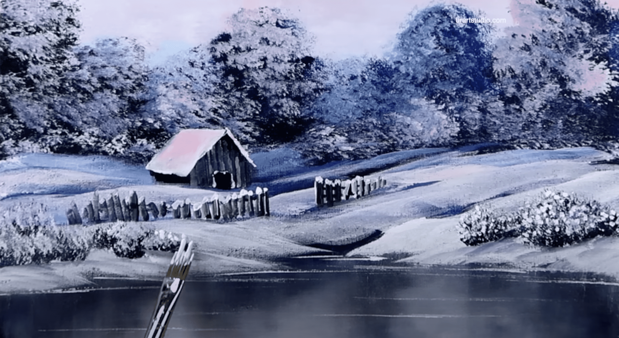 WINTER DAY PAINTING STEP BY STEP GUIDE - UrArtStudio