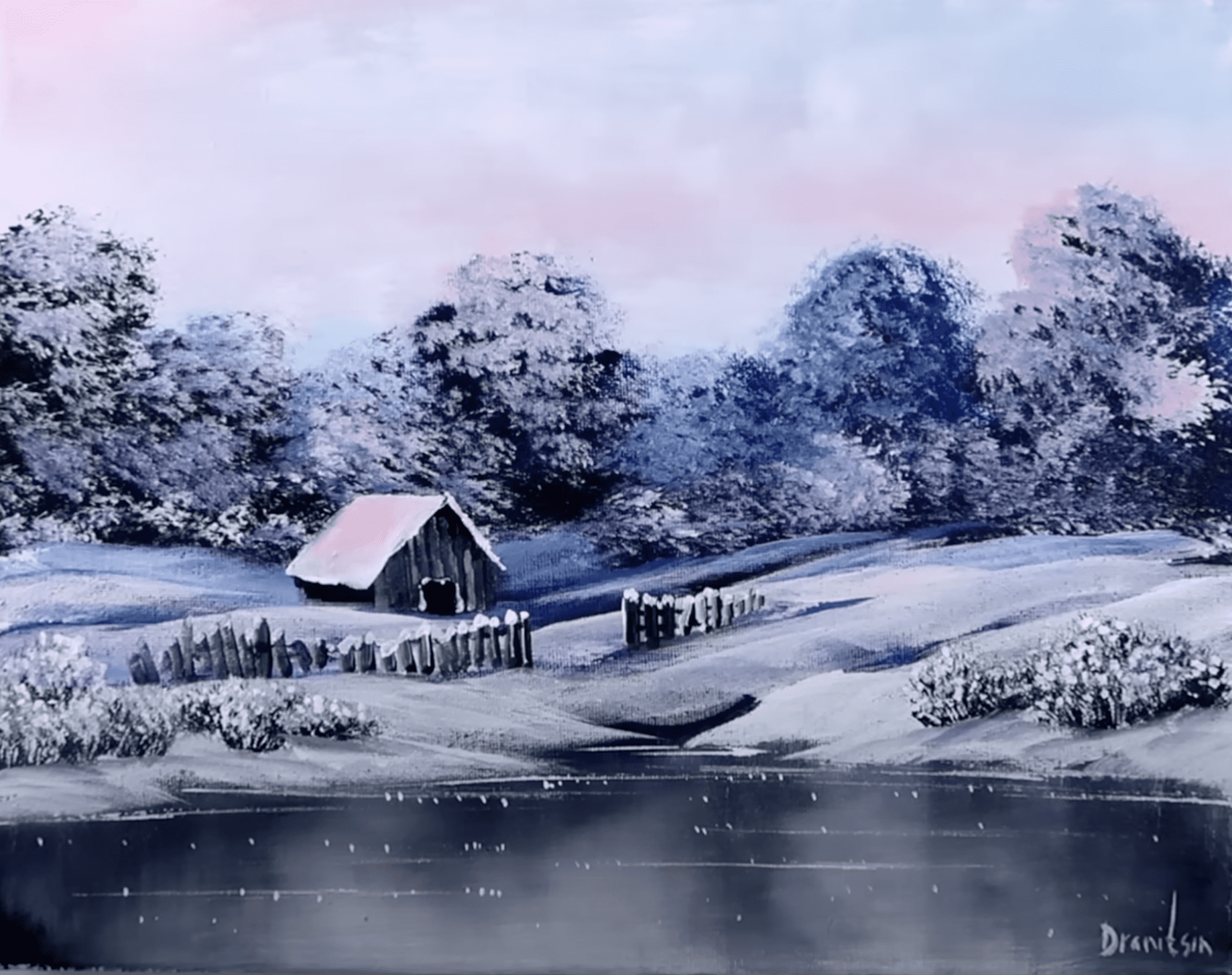 WINTER DAY PAINTING STEP BY STEP GUIDE - UrArtStudio