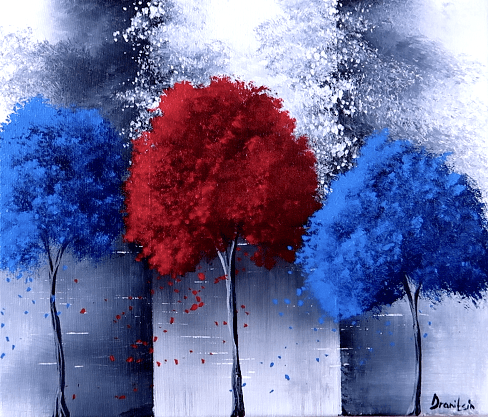 Vivid Emotions: Capturing the Magic of "Three Trees" in Acrylic ...