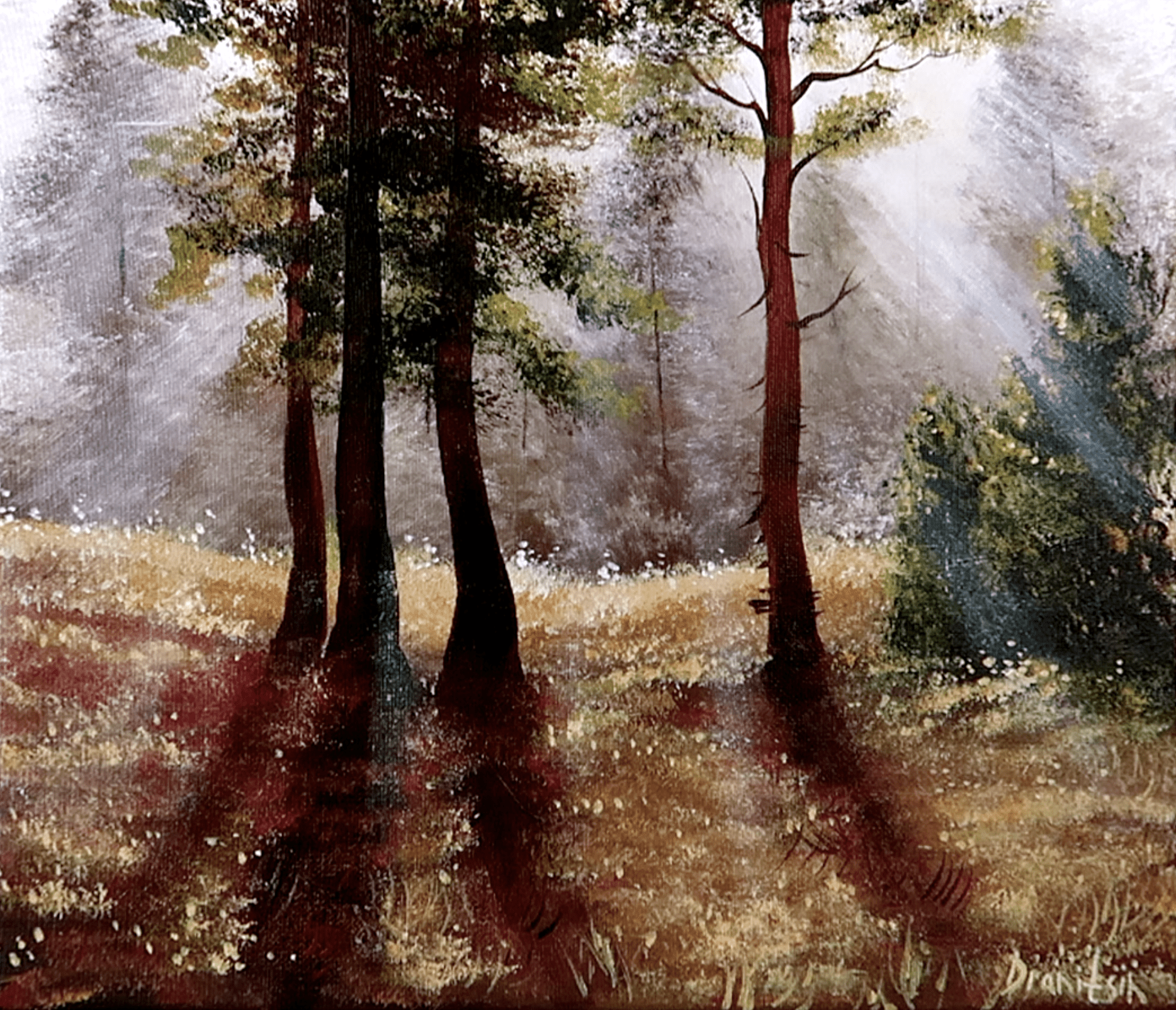 🔥 EASY Acrylic Landscape Painting! 🌲 Step-by-Step Pine Trees in ...