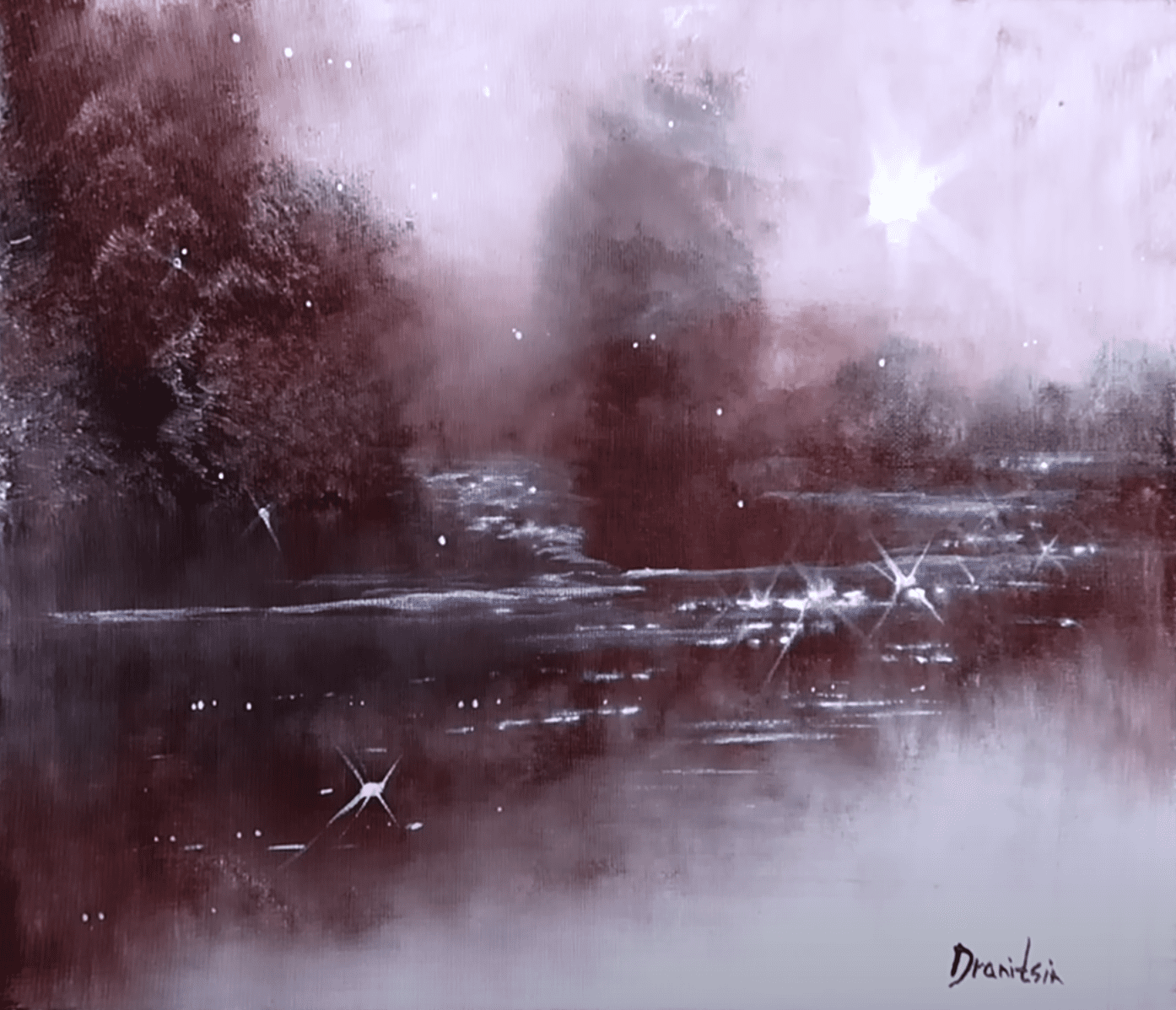 How to paint MISTY MORNING LAKE engulfed in sunshine in under 10 ...