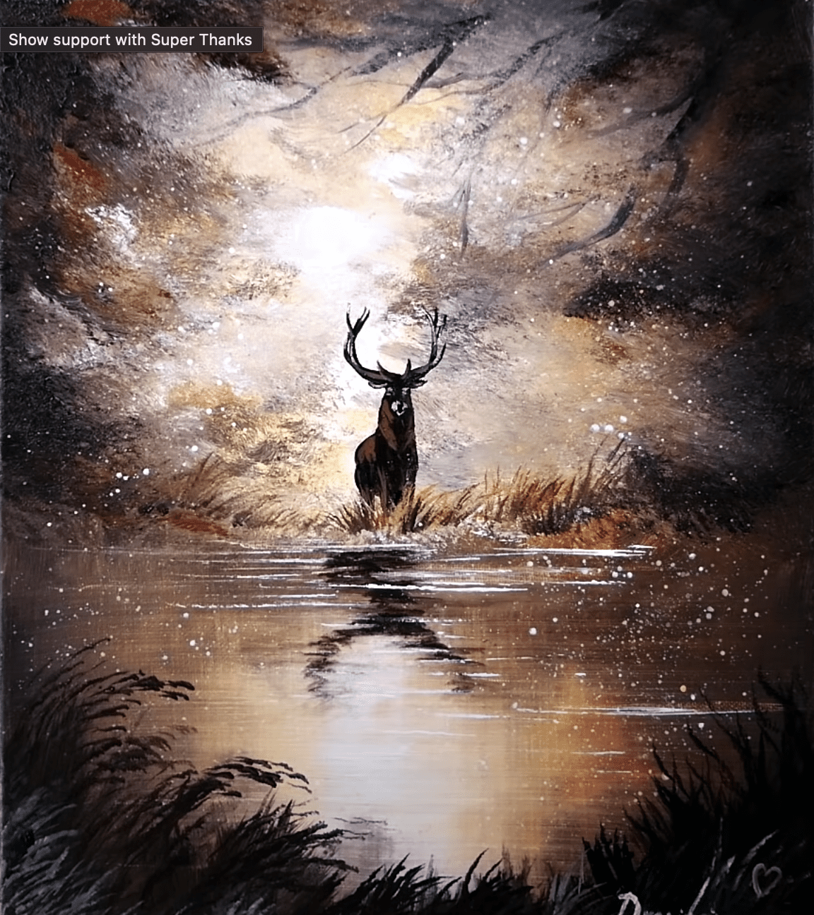 Magical Autumn Landscape | Stag | EASY PAINTING for BEGINNERS - UrArtStudio