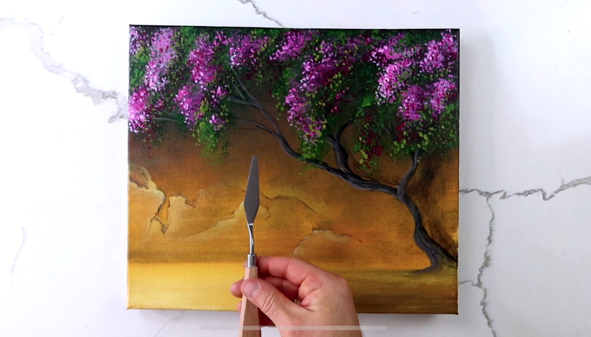 How to paint Bougainvillea Tree | Step by Step Acrylic Painting ...