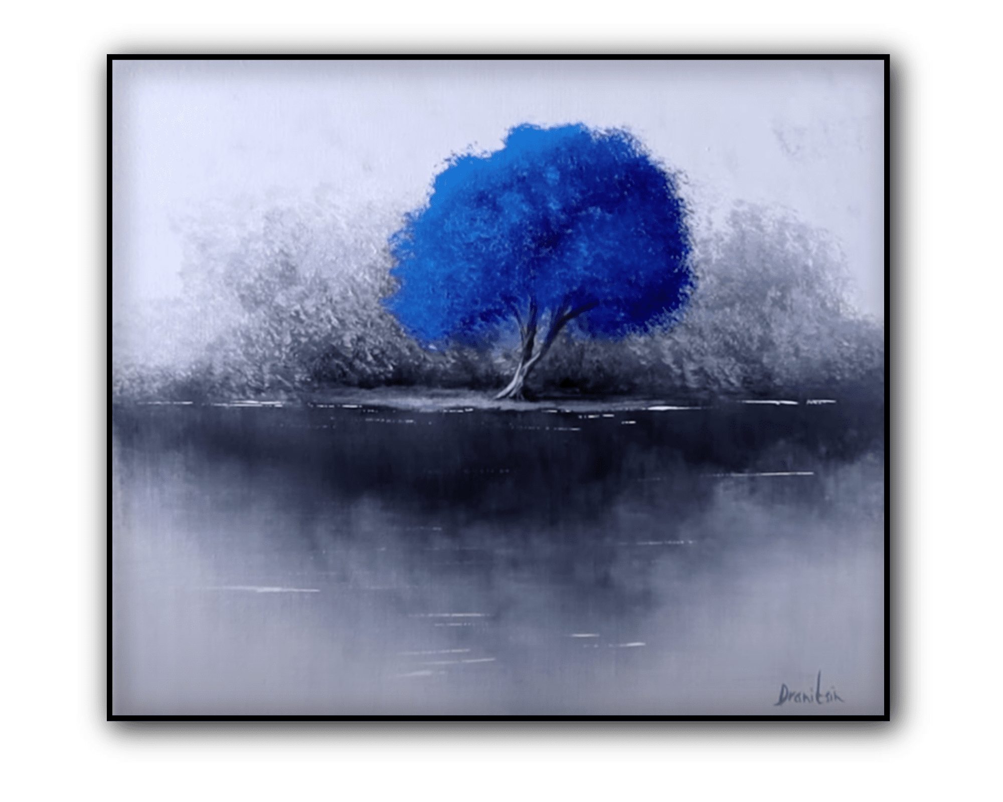 Acrylic Landscape Painting Tutorial: Blue Tree by the Lake - UrArtStudio