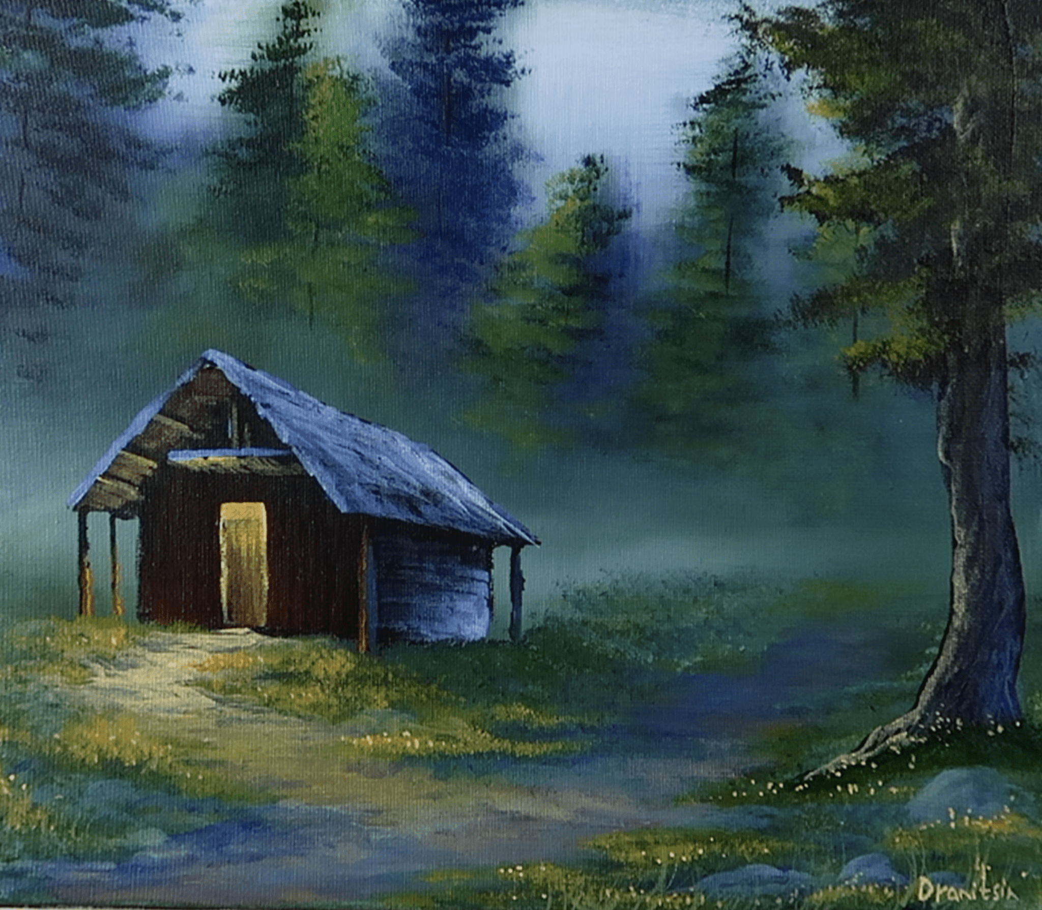 How to Paint Woodside Cabin | Acrylic step by step landscape painting ...