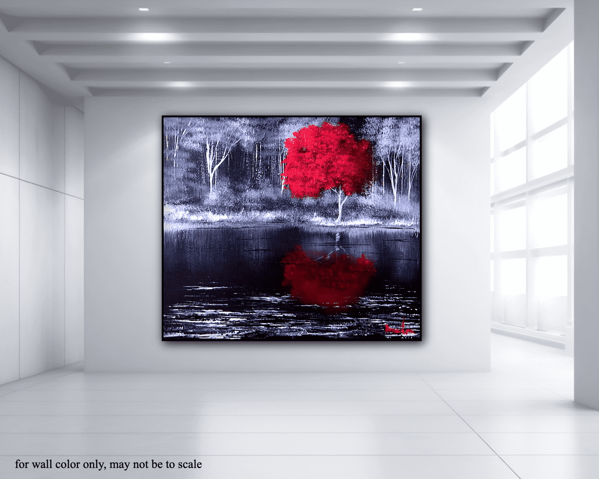 Red Tree in the Night Forest - UrArtStudio