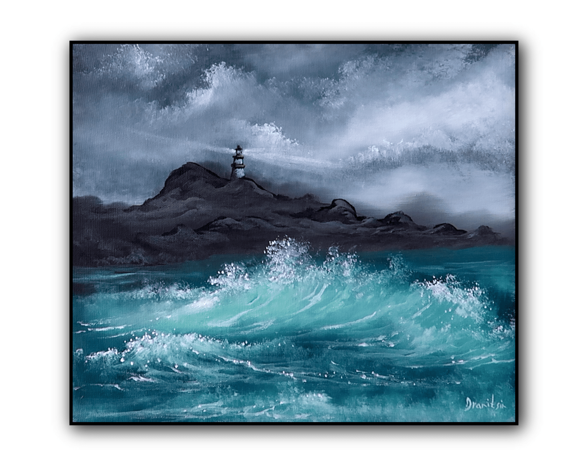 Ocean Waves Storm Lighthouse