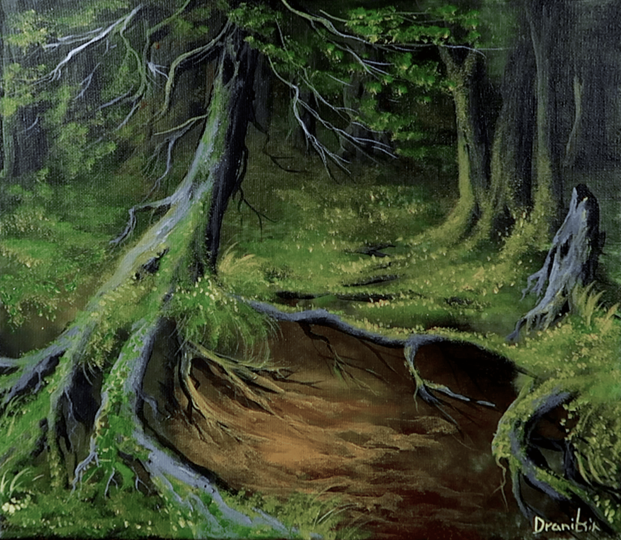 How to paint deep green forest | Acrylics 🌿🌲🍃 #art #beginnerarttips # ...