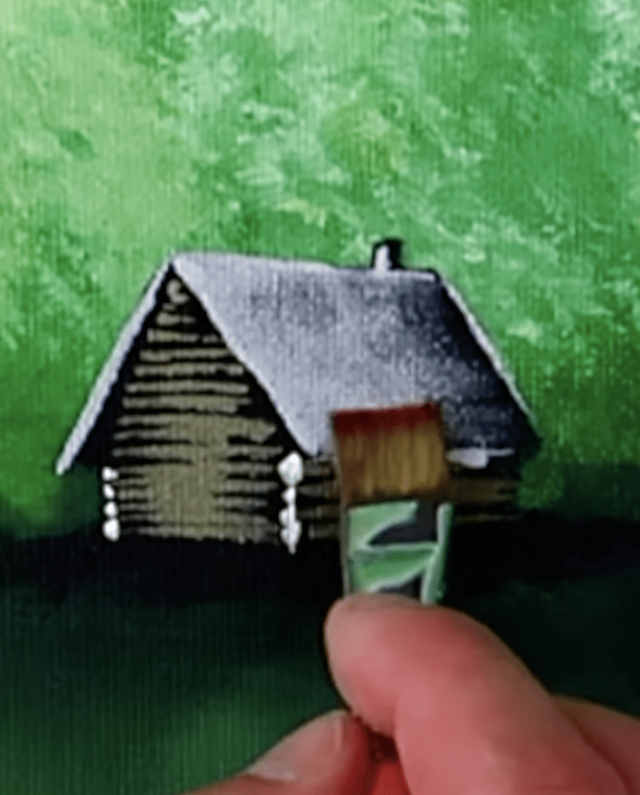 Easy way to paint a Log House in 1 minute Acrylics #stepbystepart #art ...