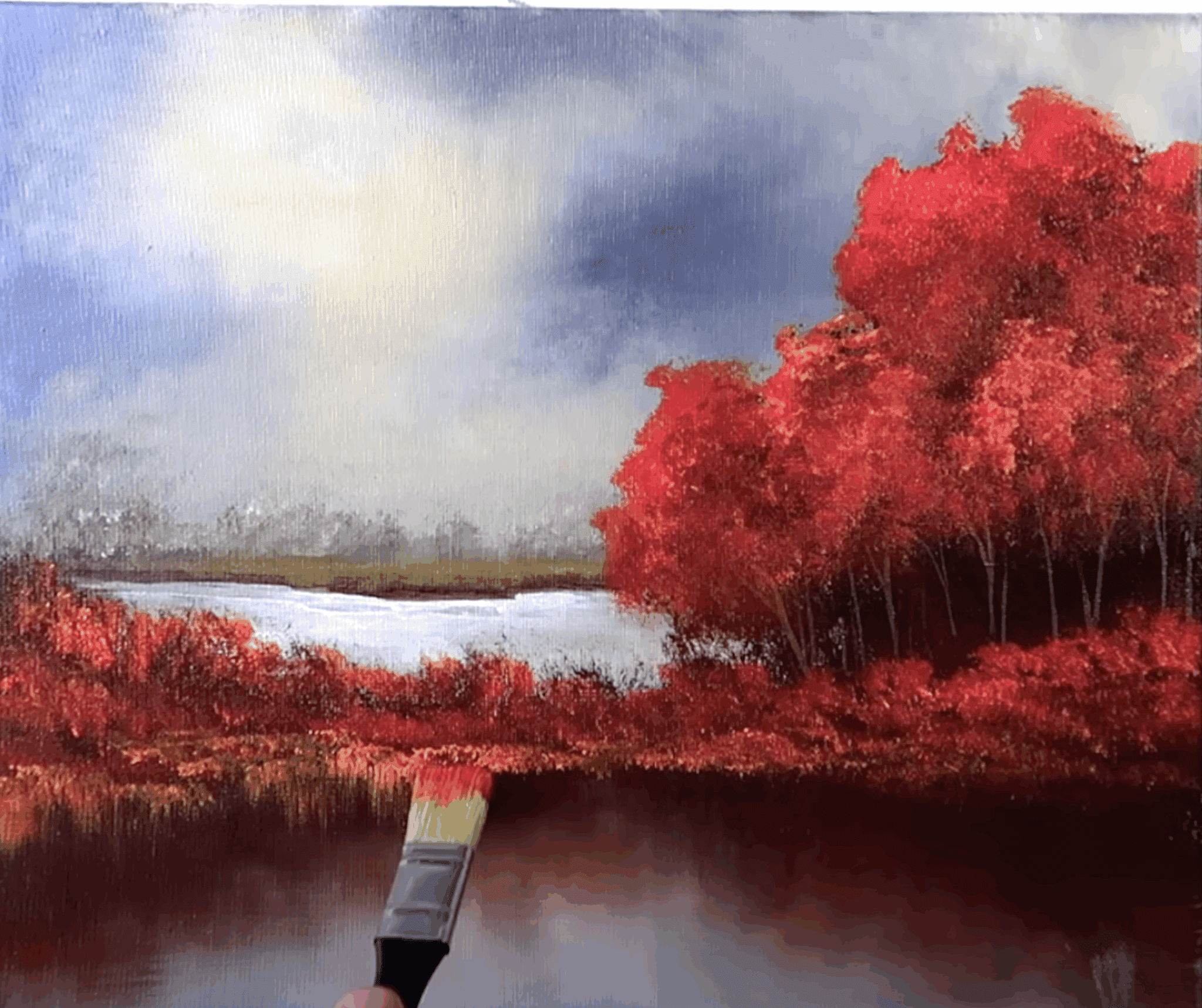Colors of Autumn on a Cloudy Day | Acrylic step by step painting ...