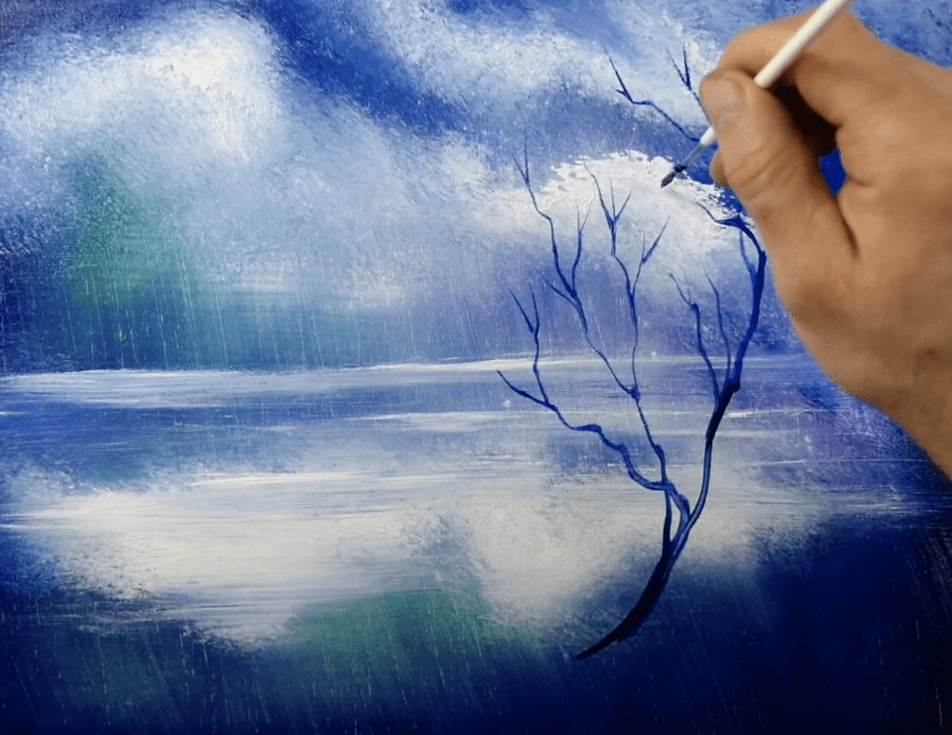Blue Abstract Landscape in the Rain | Easy for Beginners | Acrylic ...