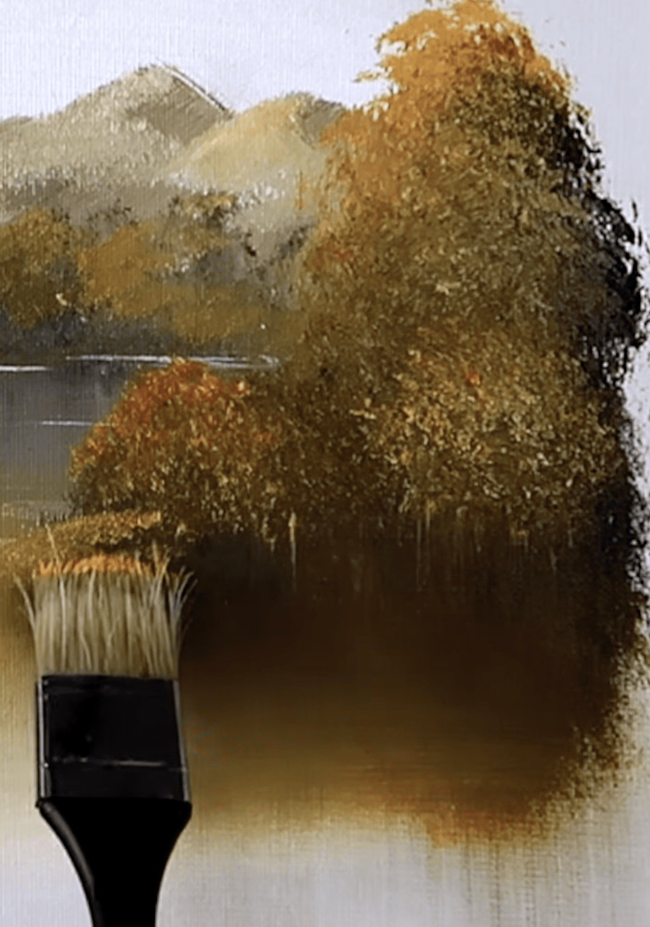How to Paint Autumn Lake Oval Brush Art Acrylics #landscapeart # ...