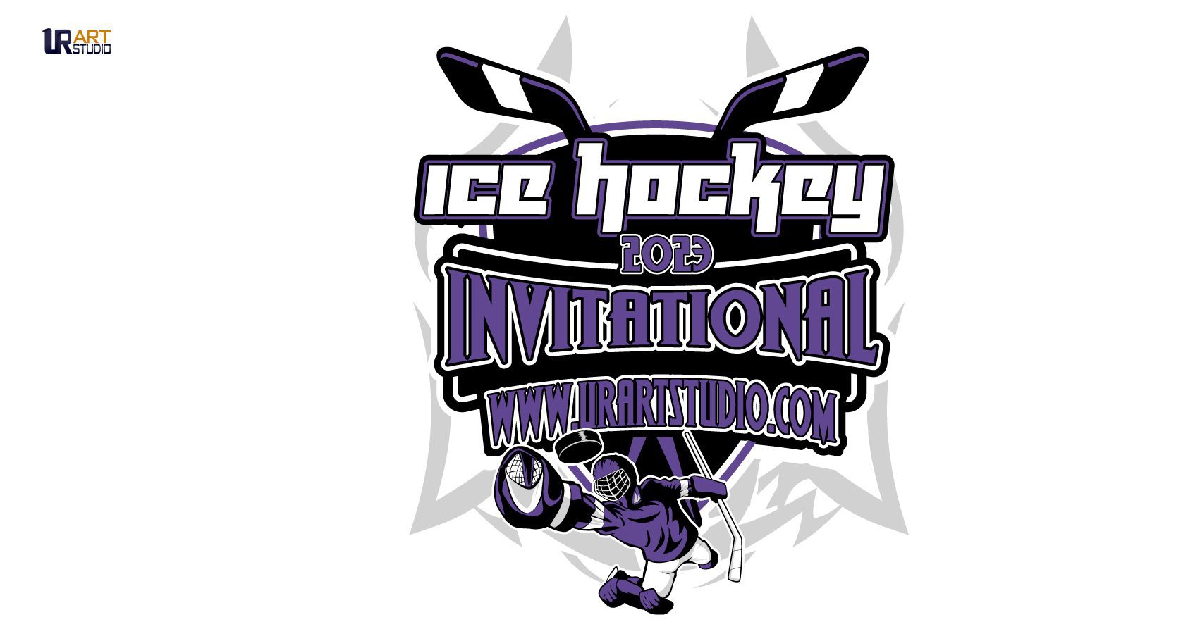 ICE HOCKEY INVITATIONAL VECTOR LOGO DESIGN FOR PRINT 2023 - UrArtStudio